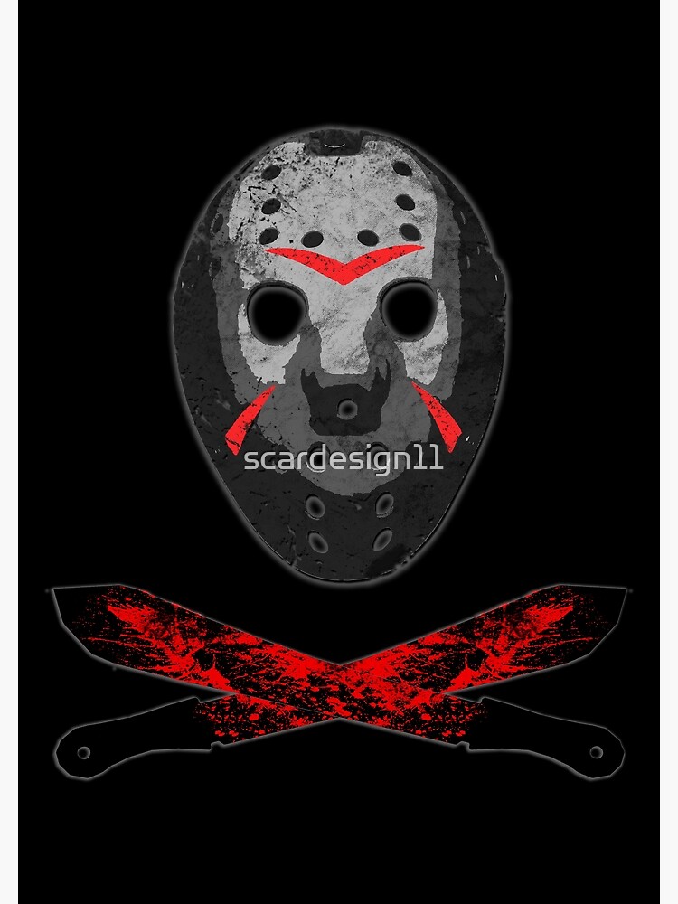 "Friday 13th Jason Mask Machete Skull" Poster by scardesign11 | Redbubble