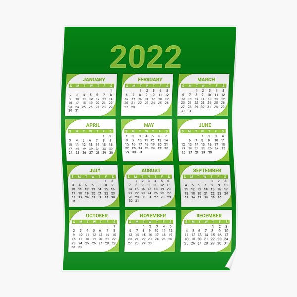 "2022 Calendar" Poster for Sale by sourav1993 | Redbubble