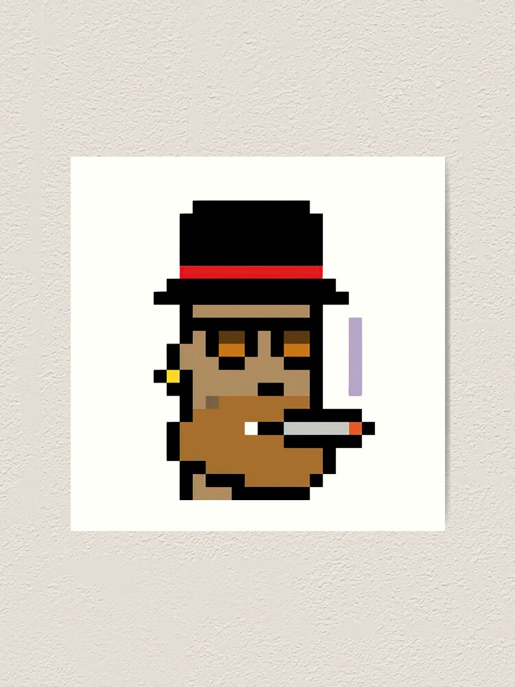 " CryptoPunk #8348 Pixel Top Hat &Big Beard&Cigarette NFT " Art Print ...