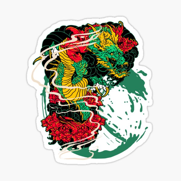 "Japanese dragon" Sticker for Sale by PODapparel | Redbubble