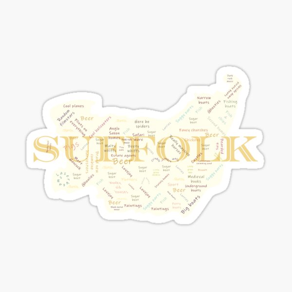 "Suffolk word map" Sticker for Sale by RKLazenby | Redbubble