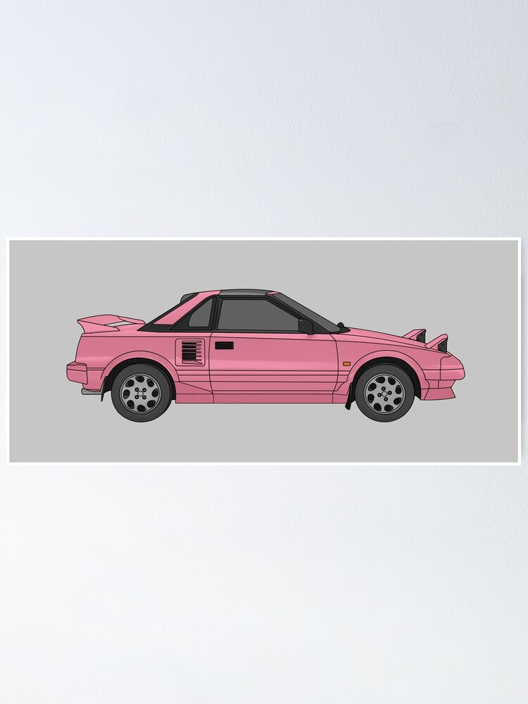 "Toyota MR2 MK1 pink digital art" Poster by Milanicole | Redbubble