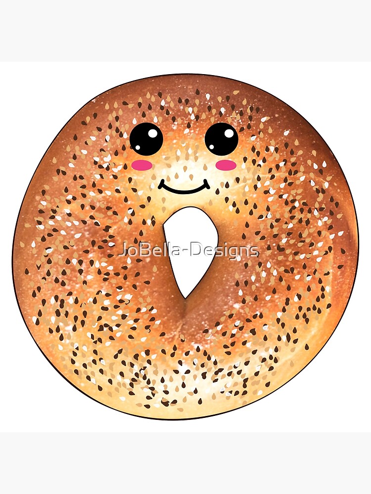"Kawaii Bagel - Cute Smiling Jewish Food Design" Poster for Sale by ...