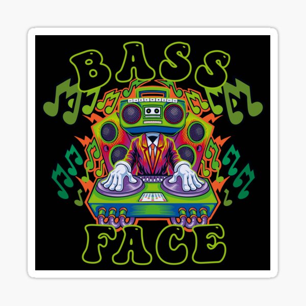 "Bass Face Boom Box DJ - Black" Sticker for Sale by NoMatterLab | Redbubble
