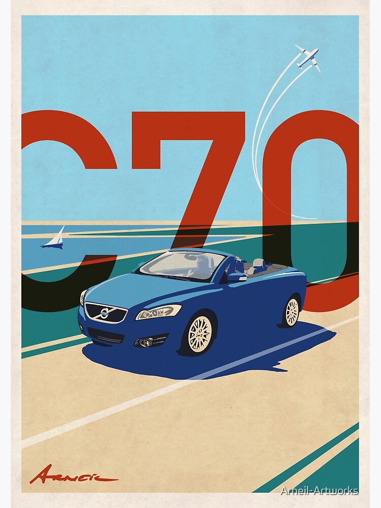 "Vintage style C70 Car Artwork - post-facelift - blue" Poster by Arneil ...