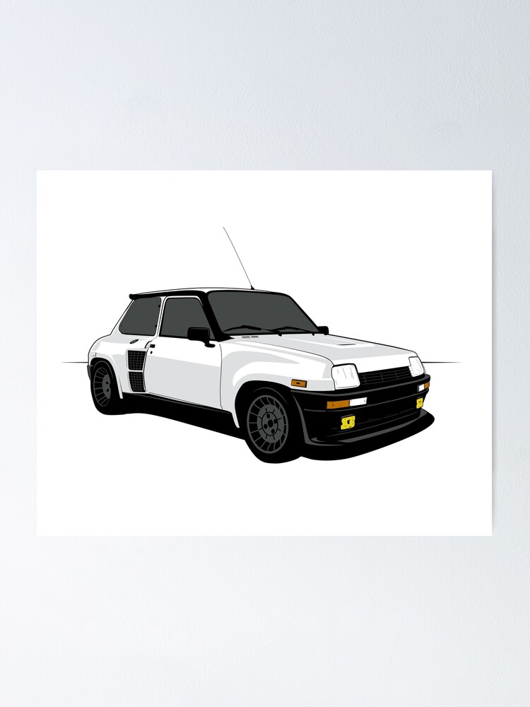 "White 1980s French Turbocharged Mid-engine Hatchback" Poster by ...