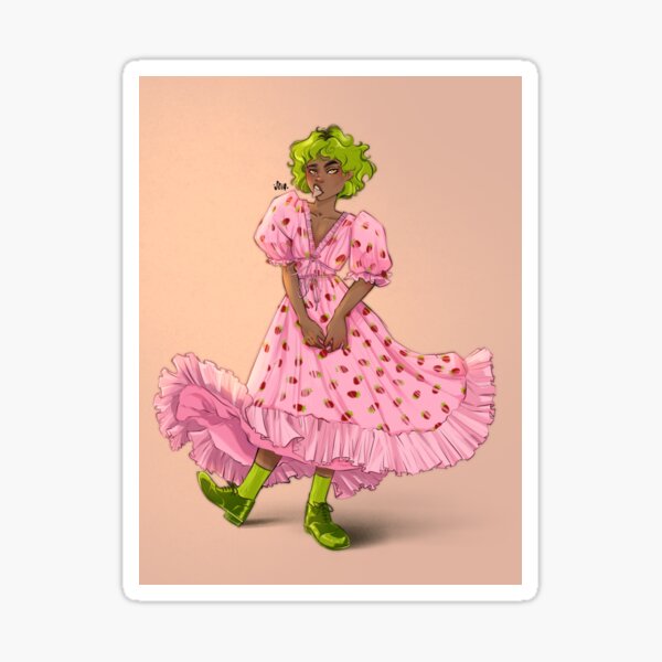 "Strawberry dress Alex Fierro" Sticker for Sale by soia-shop | Redbubble
