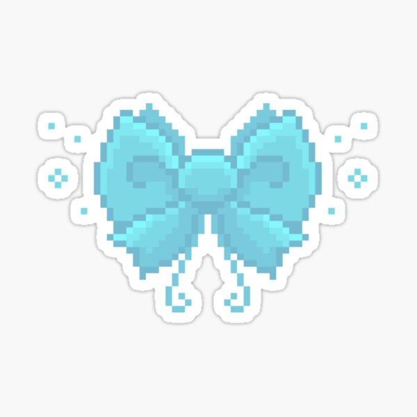"Blue Teal Bright Cyan Bow Sticker | Pastel | Aesthetic | Pixel ...