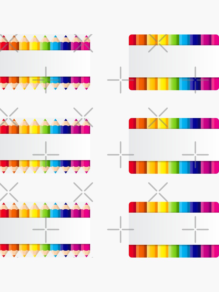 "Christmas Name Tag With Pencils and Rainbow Collors" Sticker by onlink ...