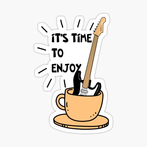"guitar and coffee" Sticker for Sale by Made-By-Art | Redbubble