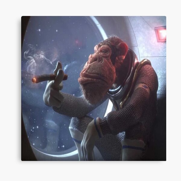 "Astronaut Monkey Smoking a Cigar in Space" Canvas Print for Sale by ...