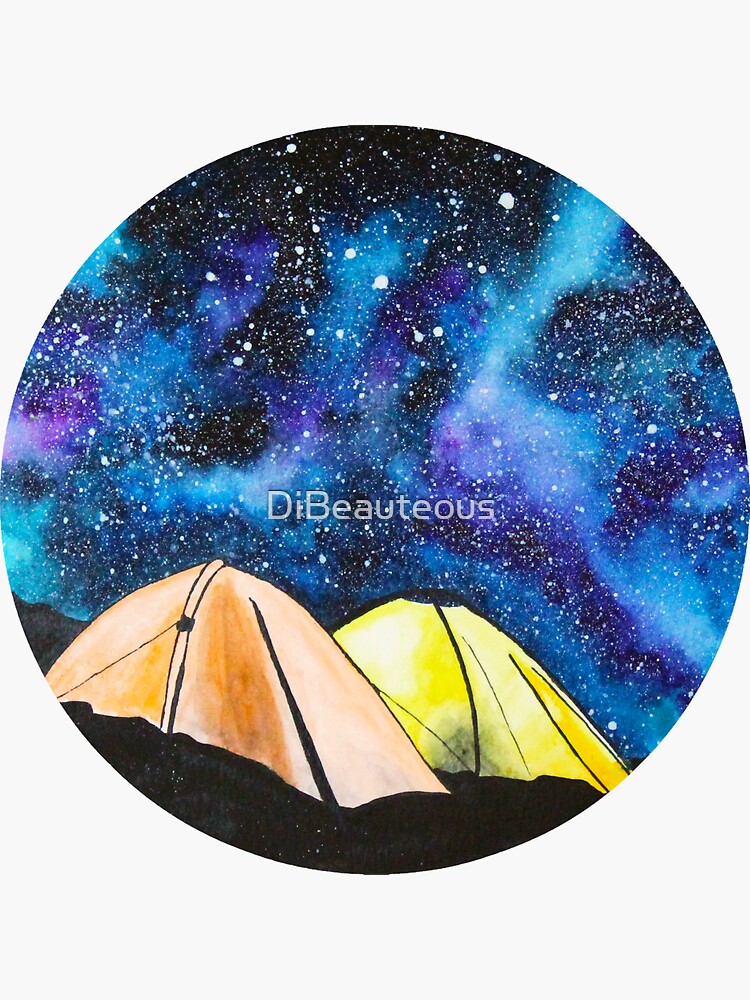 "Camping Under The Stars" Sticker for Sale by DiBeauteous | Redbubble
