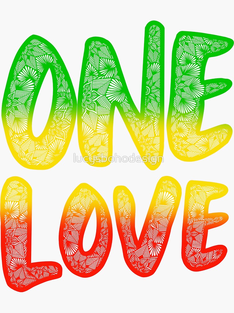 "One love reggae art Bob Marley zentangle art Rasta art " Sticker for ...
