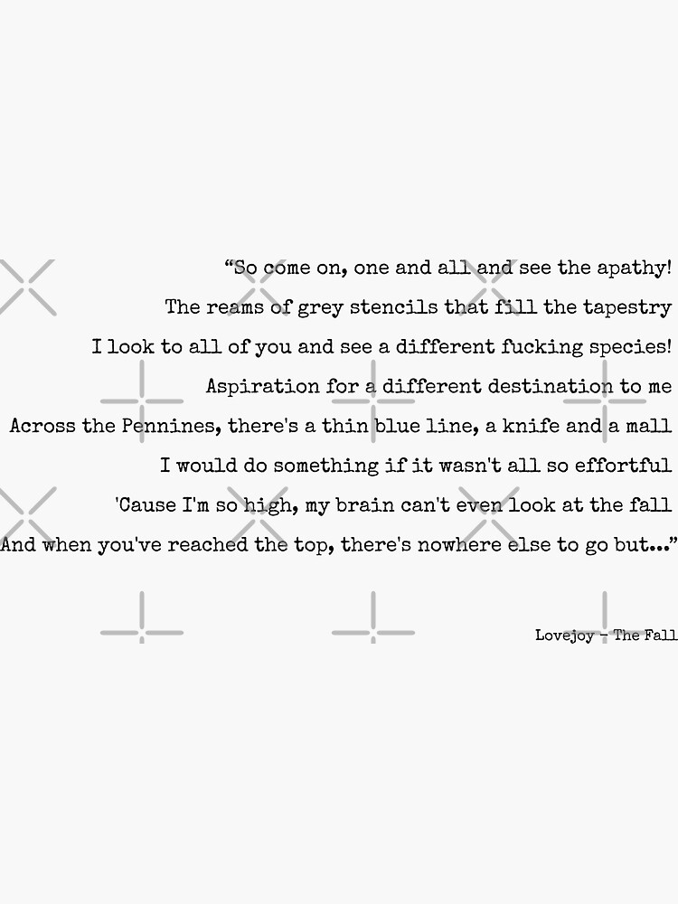 "Lovejoy - The Fall (lyrics)" Sticker by annaspoljar | Redbubble
