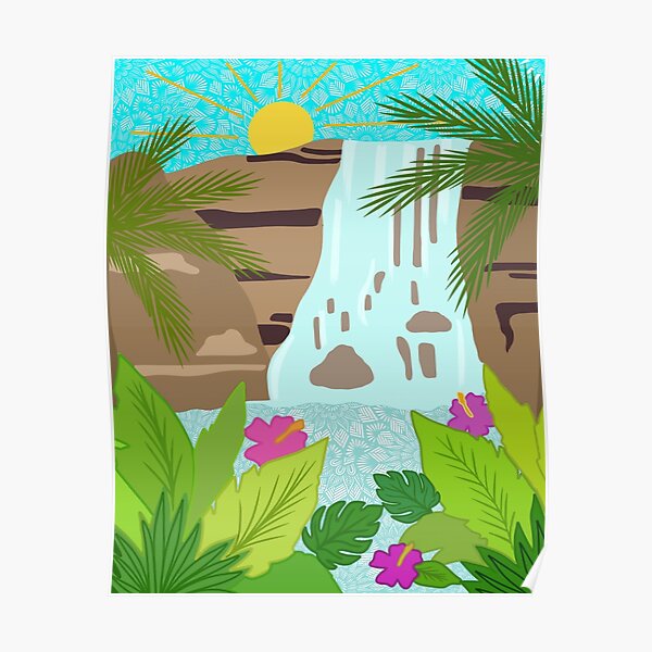 "Waterfall Landscape | tropical art | waterfall art | zentangle art ...