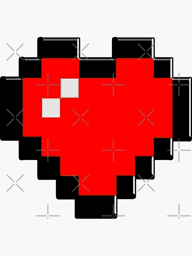 " 8 BIT RED HEART" Sticker for Sale by xBLACKSTAR | Redbubble
