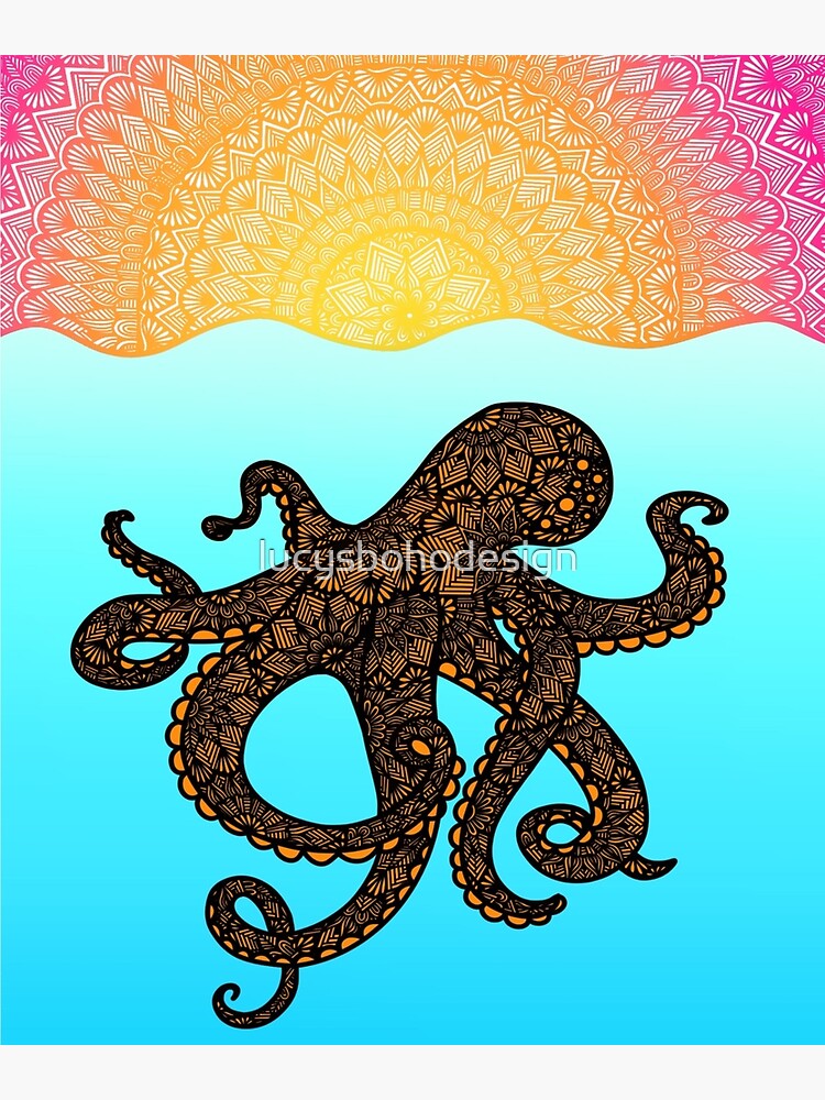 "Octopus Zentangle | beach art | ocean art | tropical art | zentangle ...