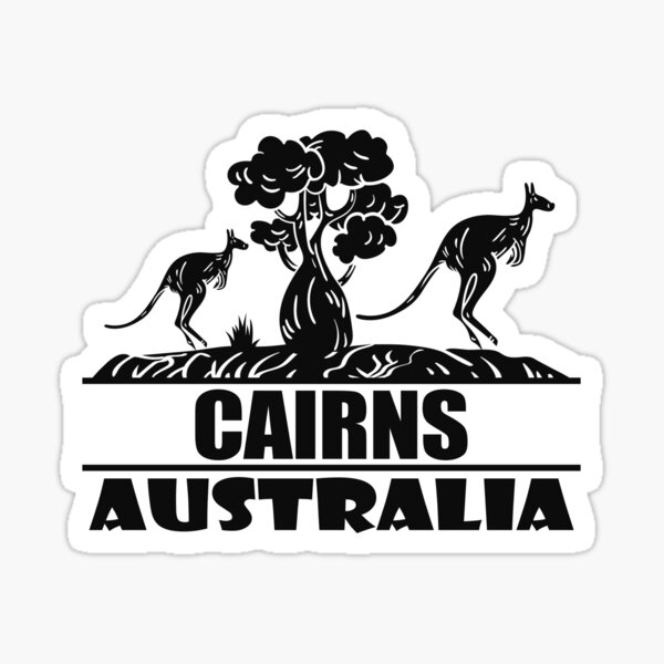 "Cairns Australian city kangaroo and bottle tree design" Sticker for ...