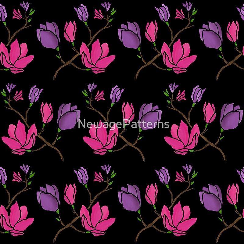 "Seamless Magnolia Pattern" by NewagePatterns | Redbubble