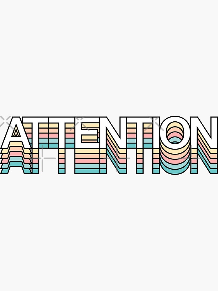 "attention pastel retro aesthetic modern typography" Sticker for Sale ...