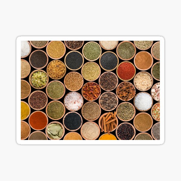 "Various spices and food ingredients" Sticker by eyeconart | Redbubble