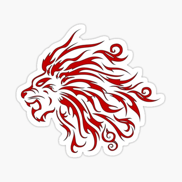 "Lion red tattoo " Sticker by Rejcharms | Redbubble