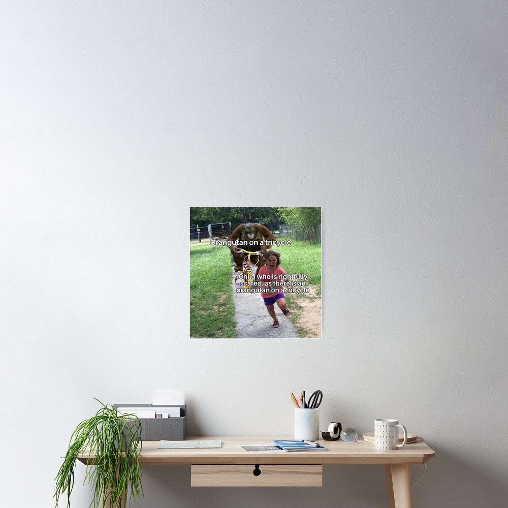 "Monkey chasing a girl meme" Poster for Sale by Creep1 | Redbubble