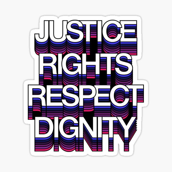 "justice rights respect dignity pink purple blue retro aesthetic modern ...