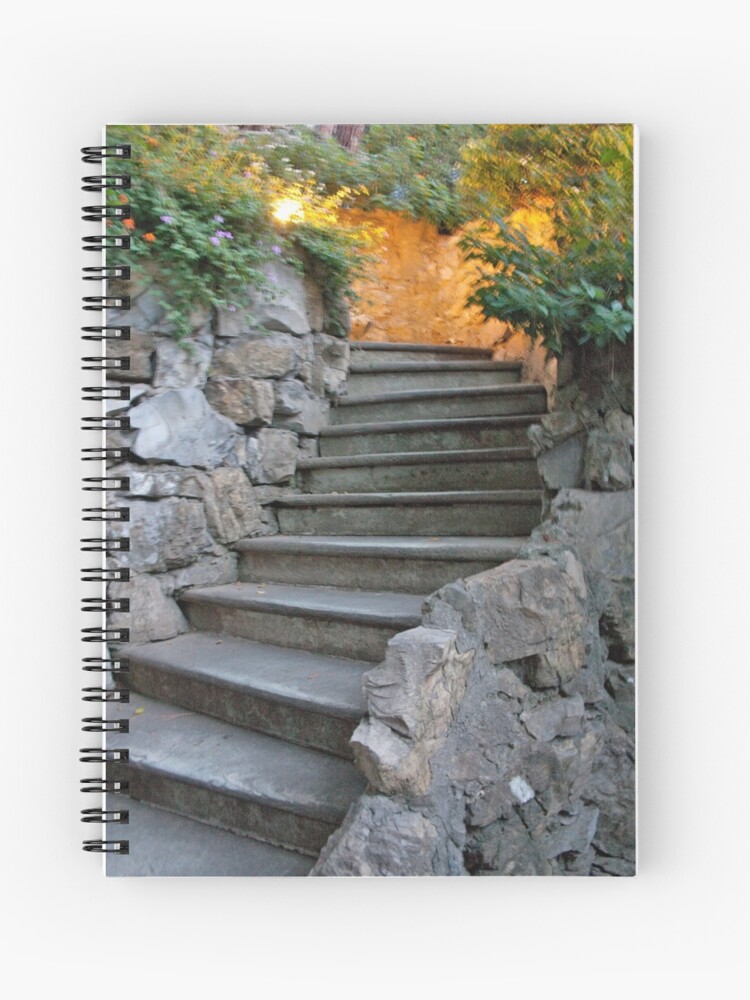 "Stone Steps At Dusk" Spiral Notebook for Sale by phil decocco | Redbubble