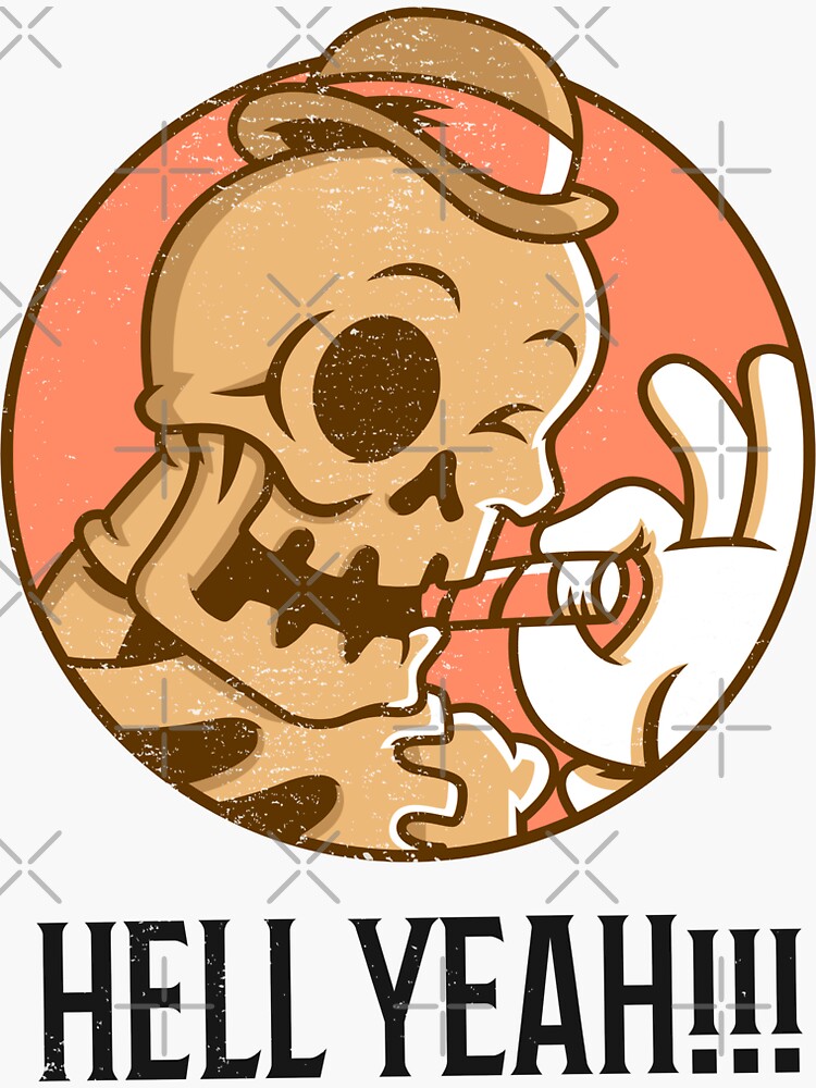 "HELL YEAH SKULL" Sticker for Sale by SudeeshArt | Redbubble
