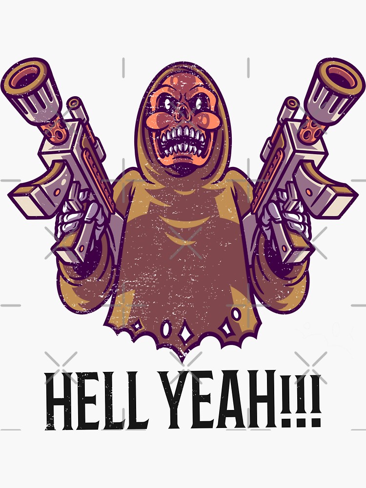 "HELL YEAH SKULL" Sticker for Sale by SudeeshArt | Redbubble