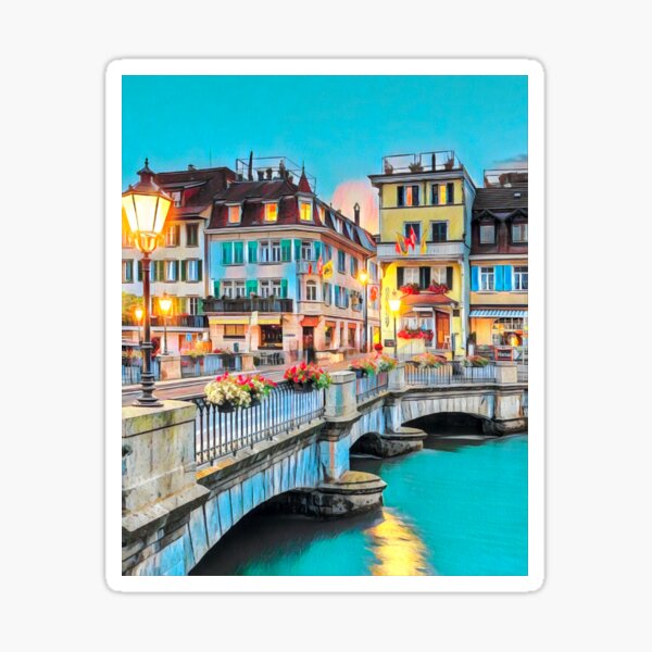"Interlaken" Sticker for Sale by Sofia-Draws | Redbubble