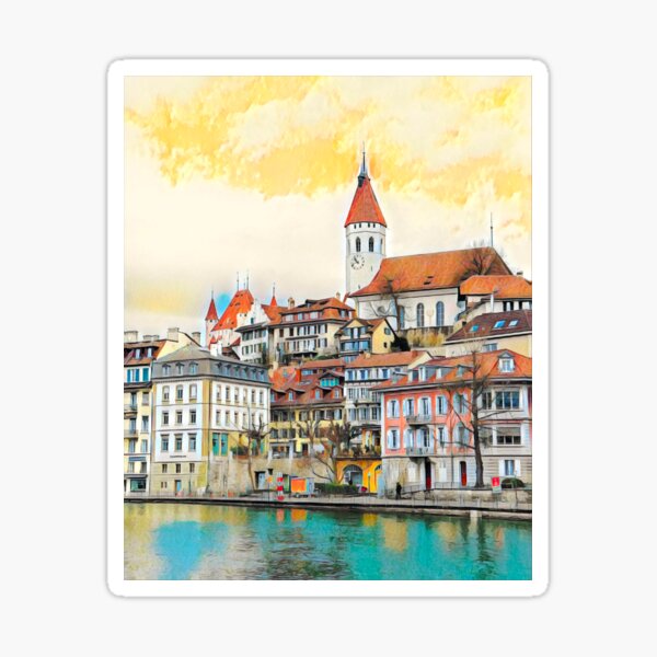 "Interlaken" Sticker for Sale by Sofia-Draws | Redbubble