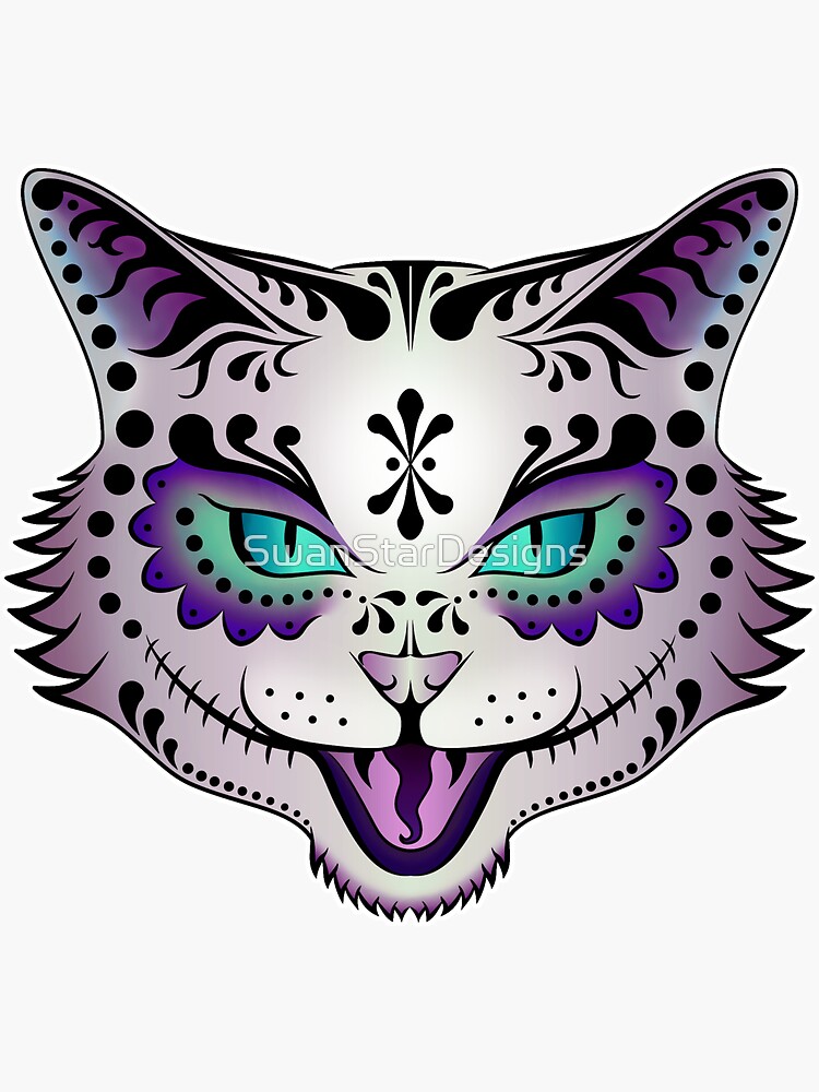 "Sugar Skull Kitty" Sticker for Sale by SwanStarDesigns | Redbubble