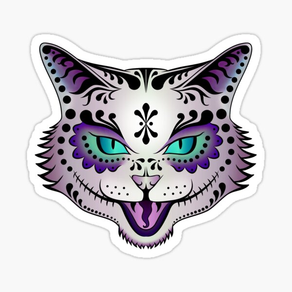 "Sugar Skull Kitty" Sticker for Sale by SwanStarDesigns | Redbubble