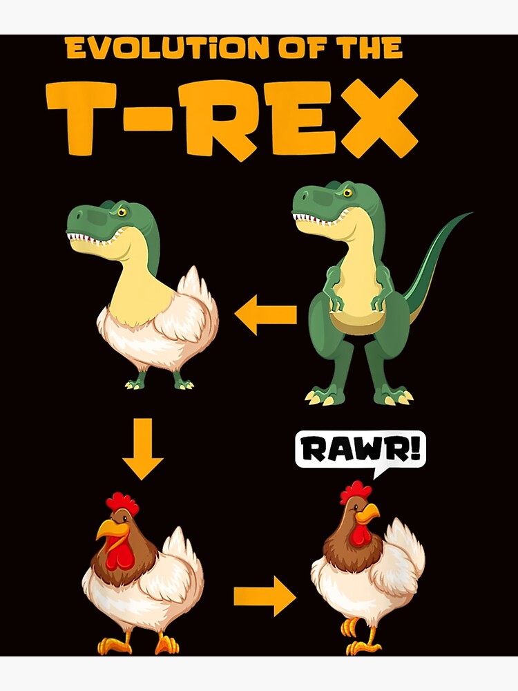 "Funny T Rex Humor Evolution Dinosaur Chicken Gag Gift" Poster by ...