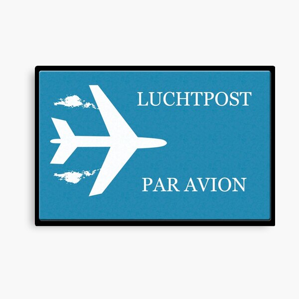 " Airmail style sticker. Luchtpost met vervuilende vliegtuig. " Canvas ...
