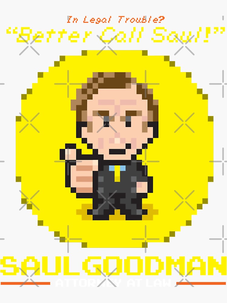 "saul goodman breaking bit pixel design" Sticker for Sale by ...