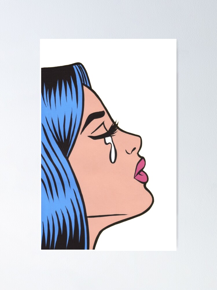 "Crying Comic Girl (White)" Poster by its-aesthetical | Redbubble