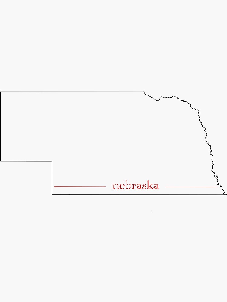 "NE state outline with red font" Sticker by TaylorD113 | Redbubble