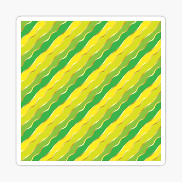 "Yellow and green diagonal wavy stripes" Sticker by Osting | Redbubble