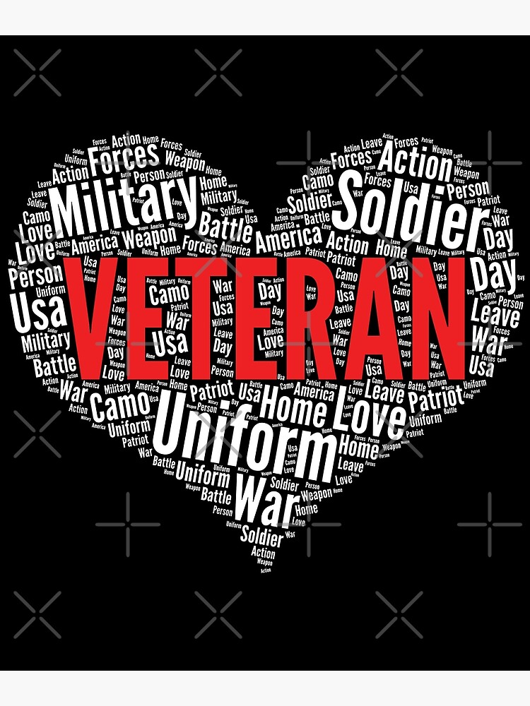 "Veteran Heart Shape Word Cloud Design design" Poster for Sale by ...