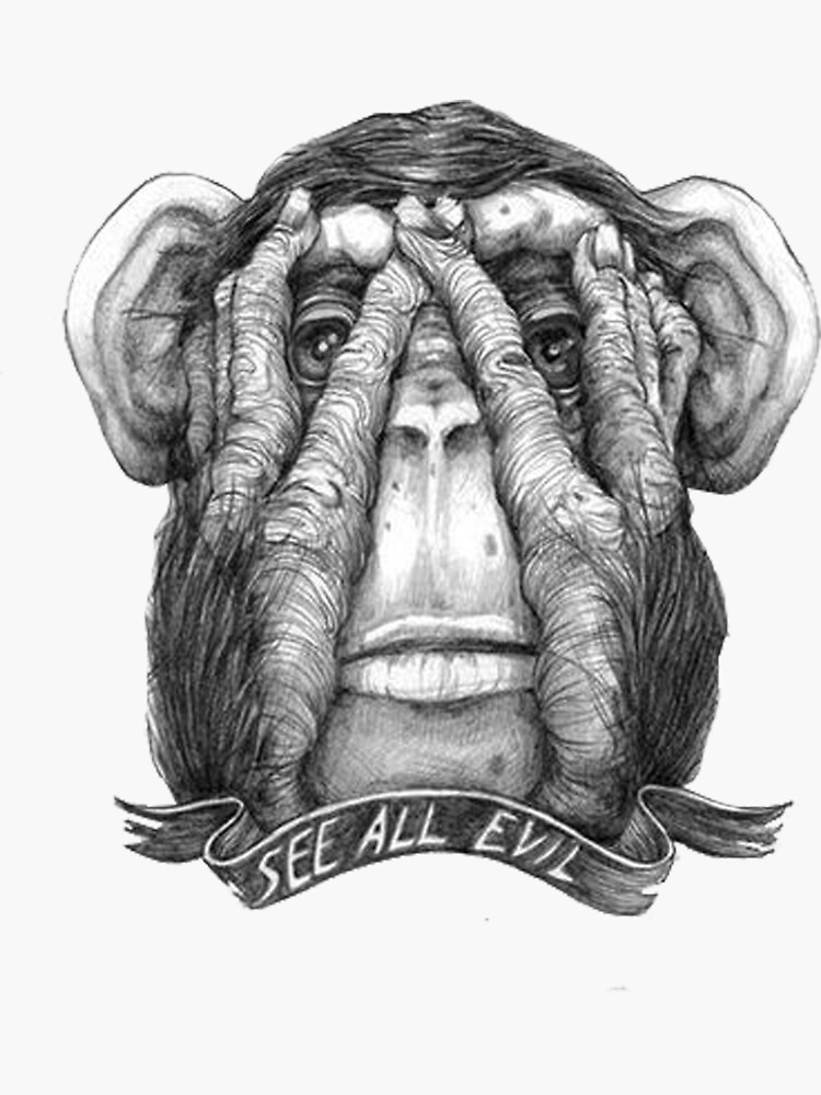 "See All Evil Monkey" Sticker for Sale by Lanskie | Redbubble