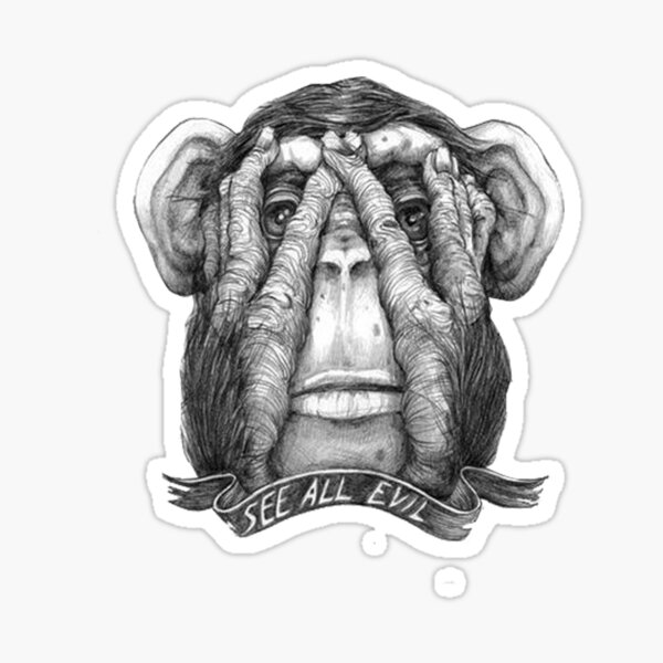 "See All Evil Monkey" Sticker for Sale by Lanskie | Redbubble