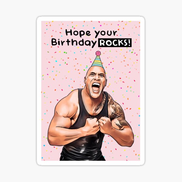 "The rock meme happy birthday greeting card." Sticker for Sale by ...