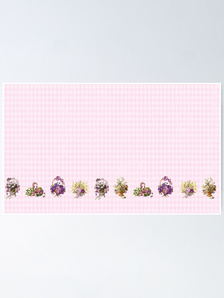 "flower basket classic lolita cottagecore border print" Poster by ...
