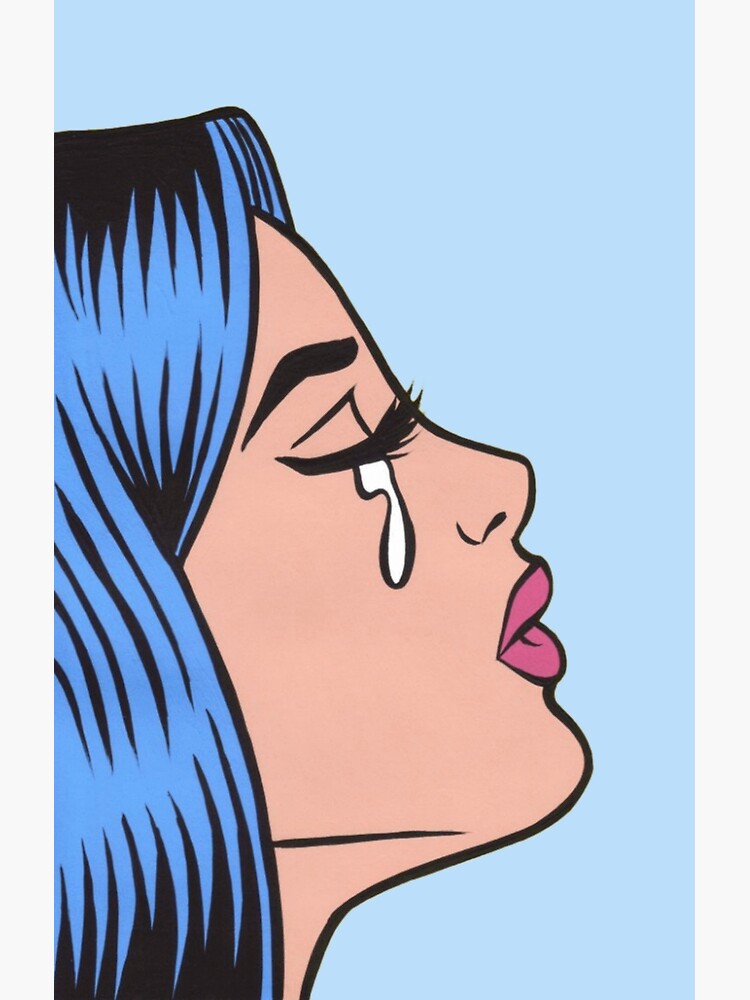 "Crying Comic Girl (Blue)" Poster for Sale by its-aesthetical | Redbubble