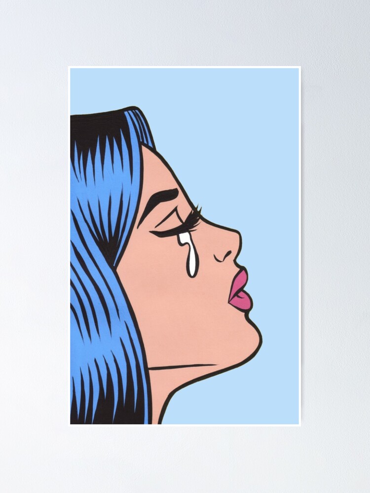 "Crying Comic Girl (Blue)" Poster for Sale by its-aesthetical | Redbubble
