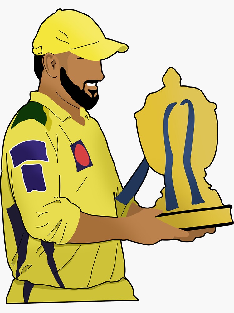 "MS Dhoni CSK 2021 IPL Winners" Sticker for Sale by HitFor6 | Redbubble