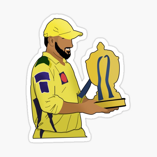 "MS Dhoni CSK 2021 IPL Winners" Sticker for Sale by HitFor6 | Redbubble